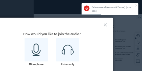 Solved - Error 1004 (ICE Error) Failure on call- BigBlueButton Audio